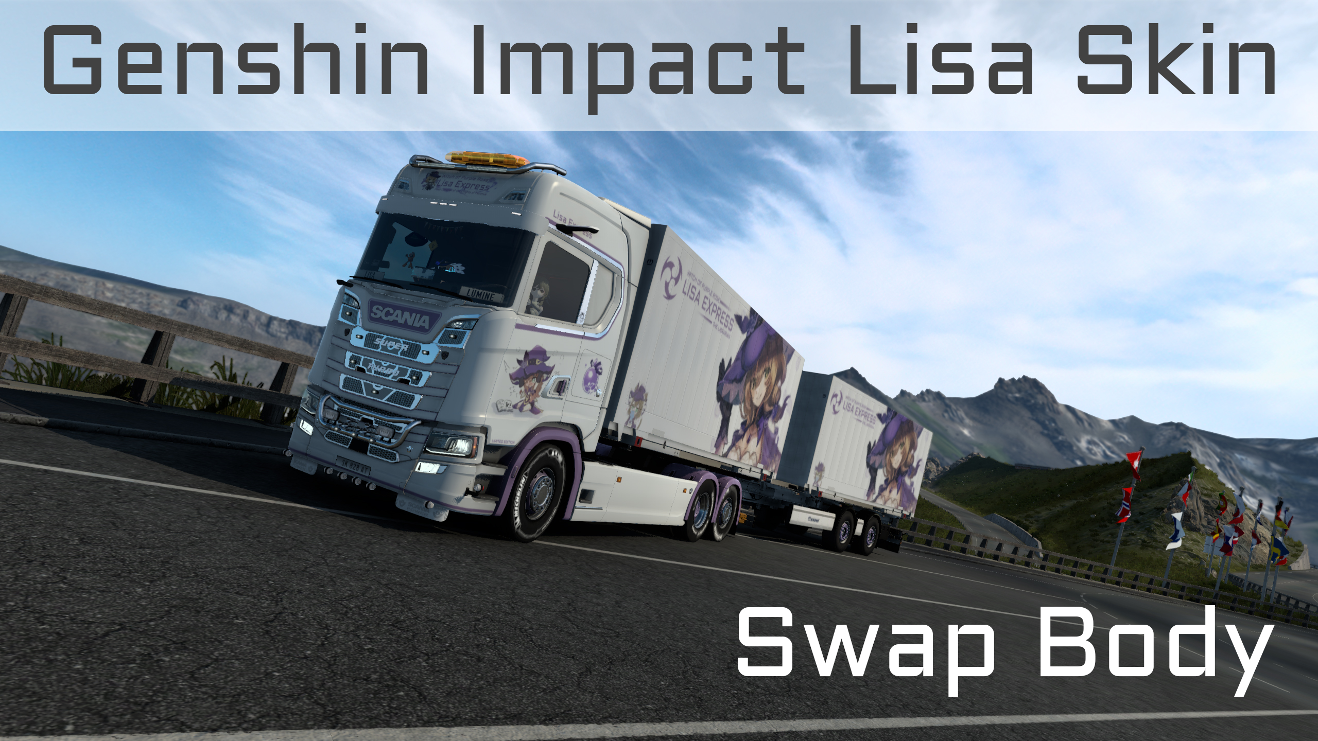 ETS2 Mod: Genshin Impact Lisa Swap Body Skin for Scania S | Kai Sun